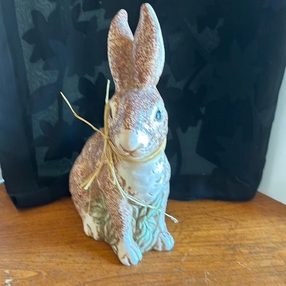 Art | Large 12 Ceramic Brown Sponge Paint Style Sitting Rabbit With ...